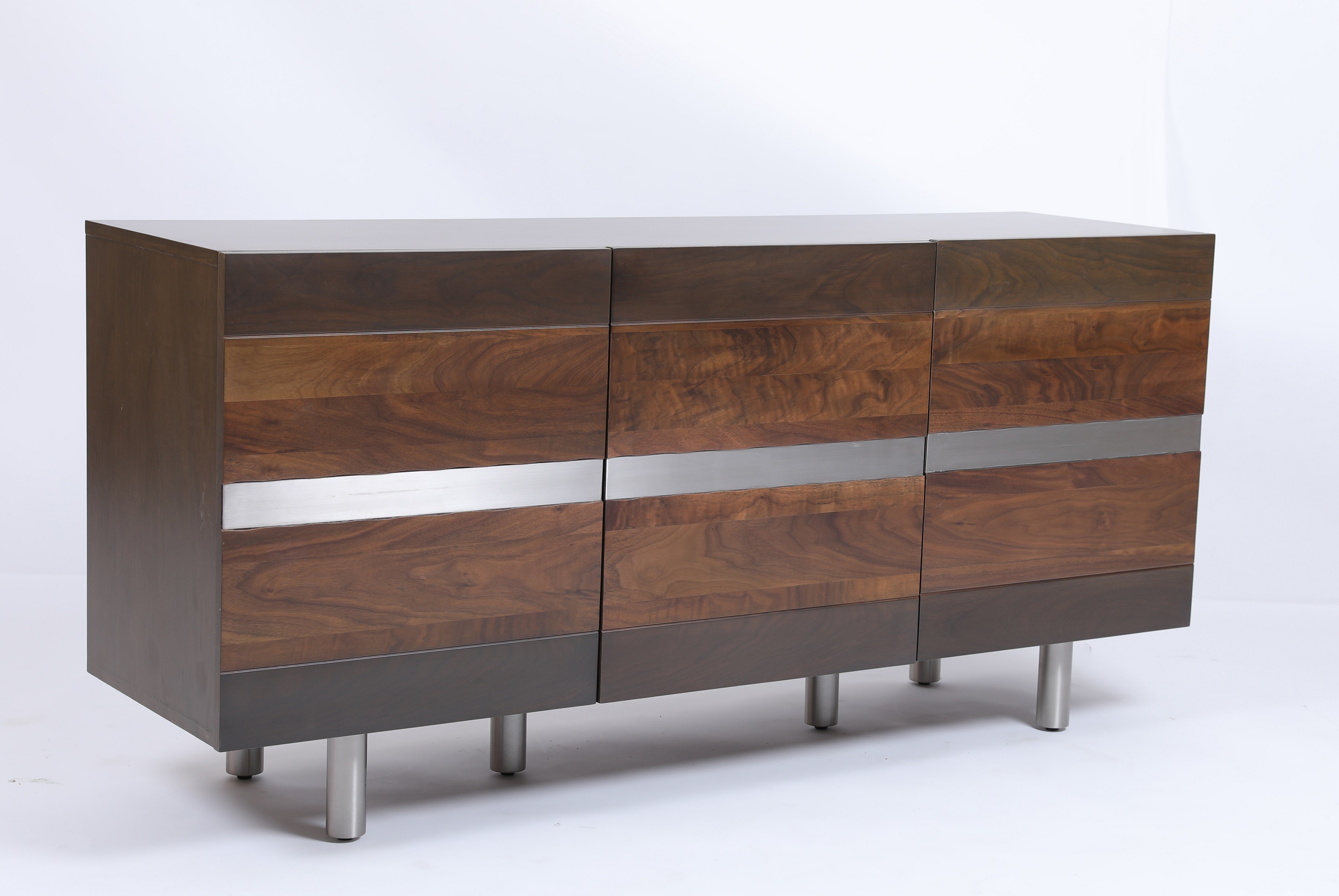 Custom Living Room Buffet Cabinet With 3 Doors Stainless Steel Metal Base